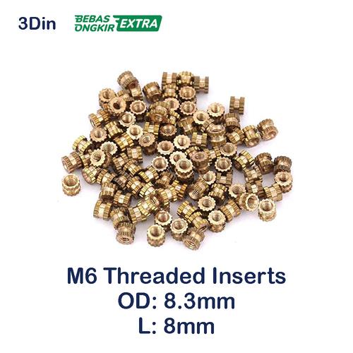 Jual M6 Threaded Knurled Brass Insert Nut Round - M6x8 OD8.3 - Kota ...
