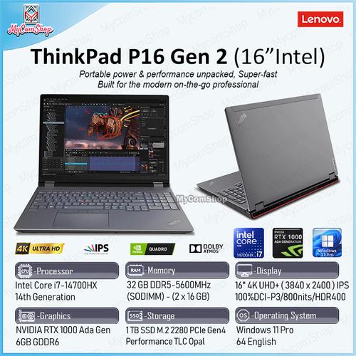 Jual LENOVO THINKPAD P16 GEN 2 i7-14700HX 32GB RAM 1TB SSD RTX 1000 ADA ...