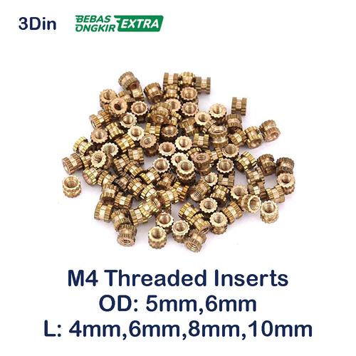 Jual M4 Threaded Knurled Brass Insert Nut Round - M4x6 OD5 - Kota ...
