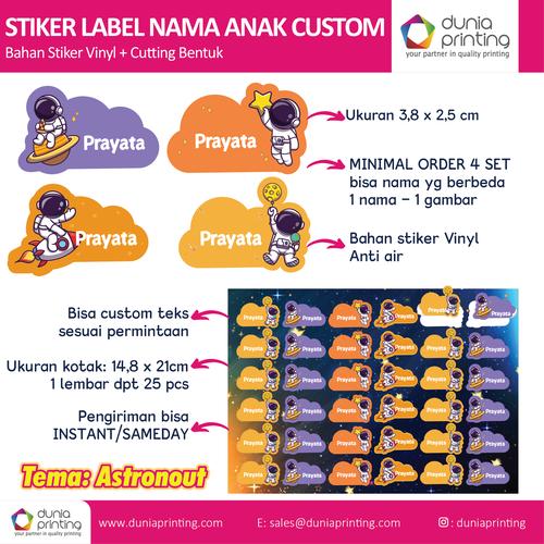 Jual Cetak Stiker Label Nama Anak Custom Nama Karakter Ukuran A5 ...