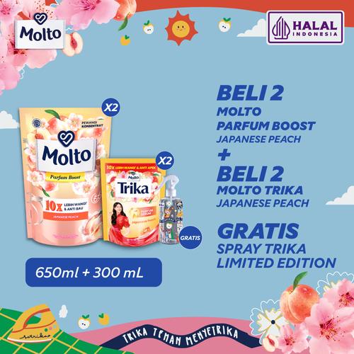 Promo Molto Japanese Peach 650ml + Molto Trika Japanese Peach 300ml FREE Botol Spray ...