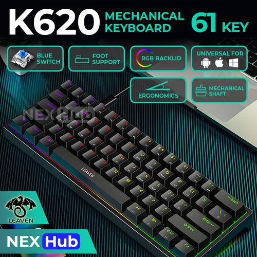 Jual Mechanical Gaming Keyboard Wired Leaven K620 61 Keys Blue Switch ...