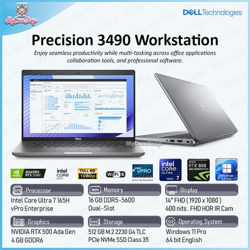 Jual DELL PRECISION 15 3490 WORKSTATION ULTRA 7 165H 16GB RAM 512GB SSD ...