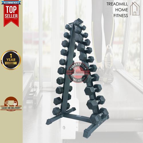Jual Dumble Hexagonal 1-10 Kg + Rack Segitiga Total Fitness Dumbbell ...