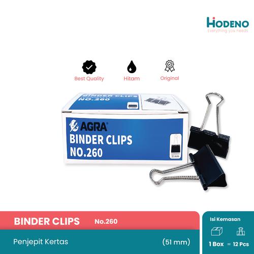 Jual Agra - Binder Clip Klip Kertas No. 260 (12 Pcs) | Paper Clips ...