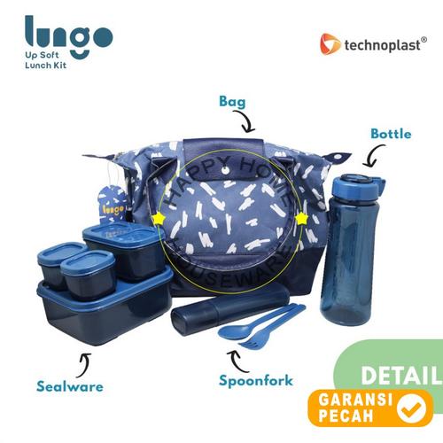 Jual TECHNOPLAST Lungo UP Soft Set Lunch Box Botol + Sendok Garpu & Tas ...