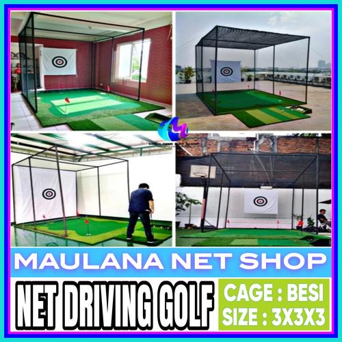 Jual net driving golf complete / jaring golf cage besi 3m x 3m x 3m ...
