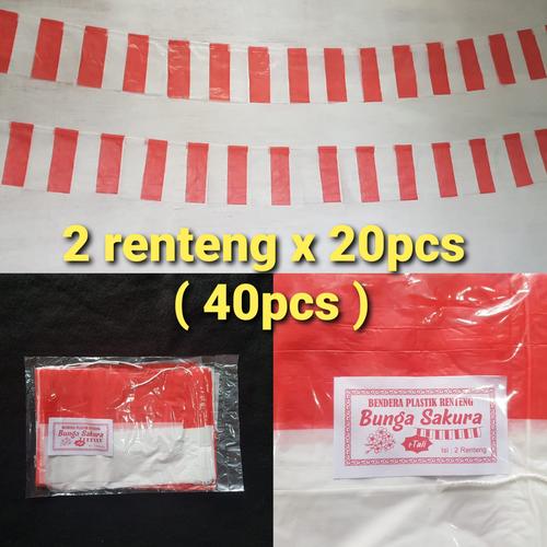 Jual 40pcs Bendera Plastik Renteng Plus Tali / Bendera Merah Putih ...