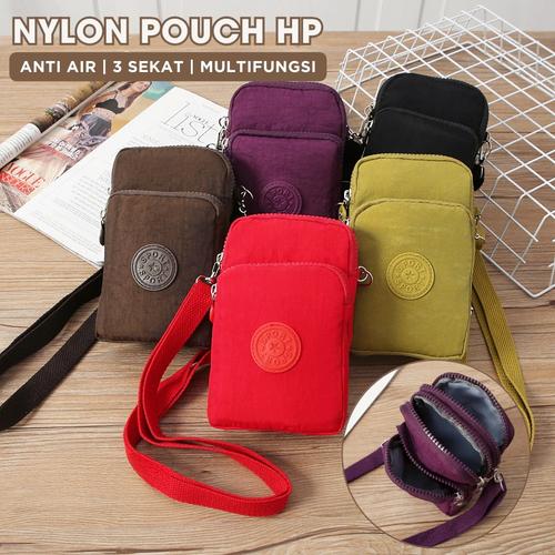 Promo POUCH NYLON TAS SELEMPANG HP HANDPHONE WATERPROOF WANITA 3 SEKAT MURAH SLING BAG - TSC-01 ...