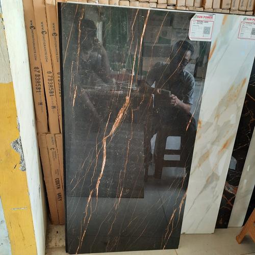 Jual granit lantai 60x120 hitam corak marmer glosi dora nero sun power ...