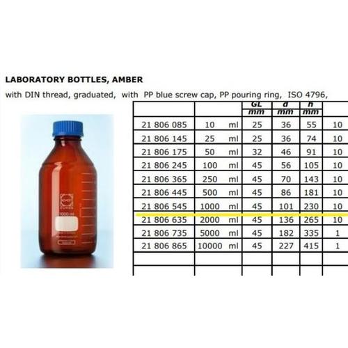 Jual bottle Sample schott duran botol sampel amber coklat 2 liter ...