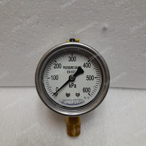 Jual Pressure gauge Armatherm 2 1/2 inch 0-600 KPa drat 1/4" BSP Brass ...