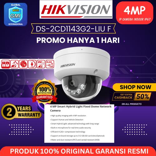 Promo HIKVISION IP CAMERA 4MP DS-2CD1143G2-LIU F INDOOR CCTV DOME SMART HYBRID LIGHT COLOR AUDIO ...