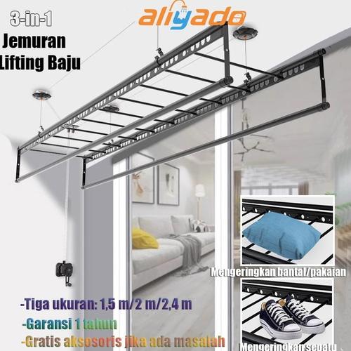 Jual Ready 3 in 1 Jemuran Baju Gantung Lifting Alumunium double Pole ...