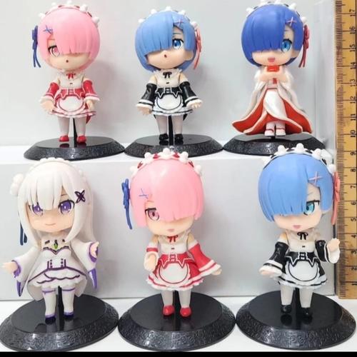 Jual Re Zero Isekai Anime Ren Ram Emilia Girl Cute Edision Figure -set ...