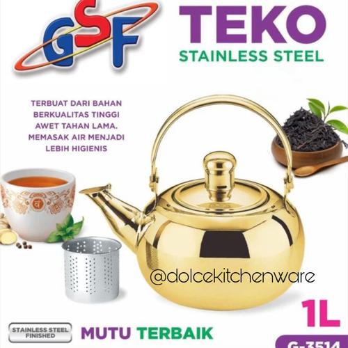 Jual GSF Teko Arab Stainless Gold Emas Saringan 1 Lt G-3514 Souvenir ...