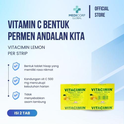 Promo Vitacimin vitamin C 500mg 100 tablet rasa fresh lemon 1 strip @ 2 ...
