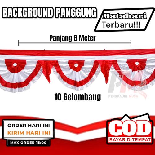 Jual Bendera Background Merah Putih 10 Gelombang Bendera Umbul Umbul - 8mtr10 glombang - Kab ...