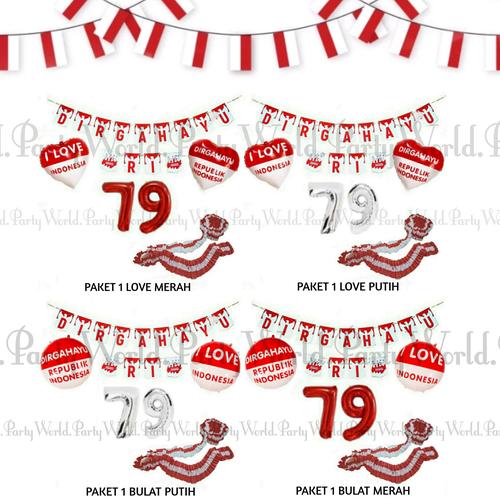 Jual Paket Balon HUT RI 1 / Kertas Krep Merah Putih/ Banner Dirgahayu ...