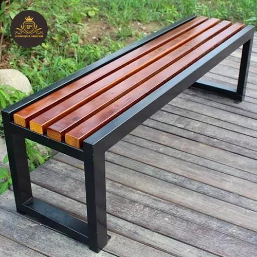 Jual bangku kayu panjang cafe / bench taman besi outdoor / kursi tunggu ...