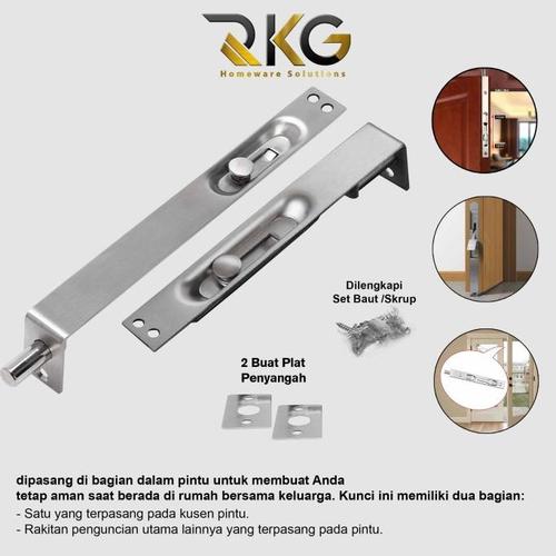 Jual ready Grendel Tanam Stainless l Slot Tanam l Flush Bolt 6" + 12 ...
