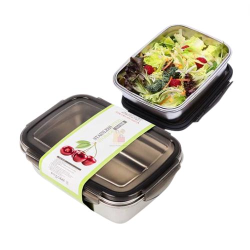 Jual Kotak Makan Stainless Steel Anti Tumpah Lunch Box - Hitam, 350 ml ...