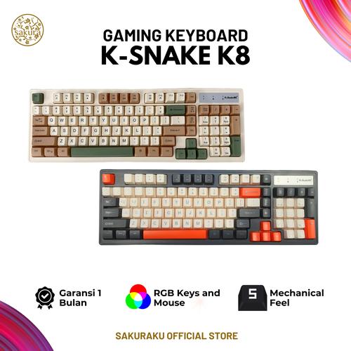 Promo 98 Keys Gaming Mechanical Feel Keyboard Aesthetic K-Snake K8 ...