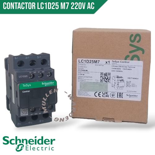 Jual CONTACTOR SCHNEIDER LC1D25 M7 CONTACT COIL 220V AC 3 PHASE ...