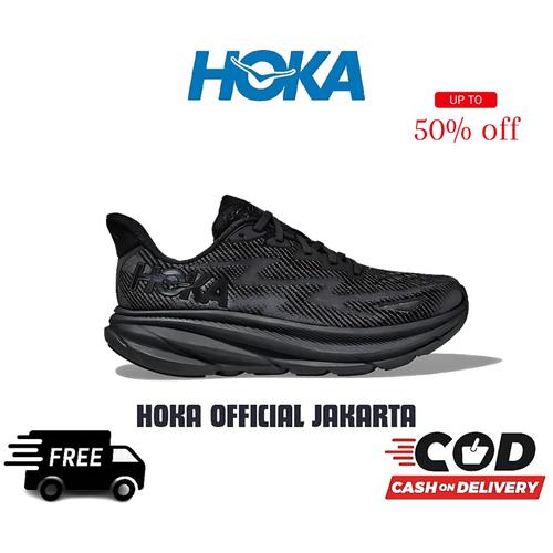 Jual SEPATU HOKA ONE ONE CLIFTON 9 FULL BLACK MEN'S RUNNING SHOES - 44 ...