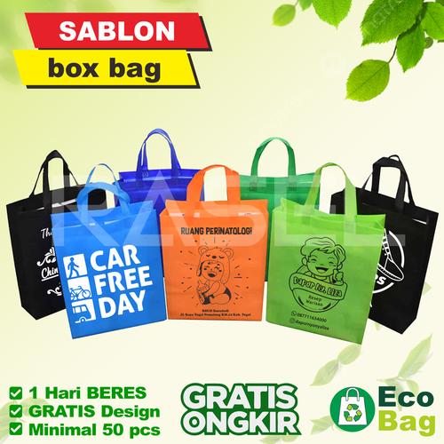 Jual Sablon custom tas spunbond box bag 20x25x10 25x35x10 30x40x10 - TBB-20x25x10, 100pcs keatas ...