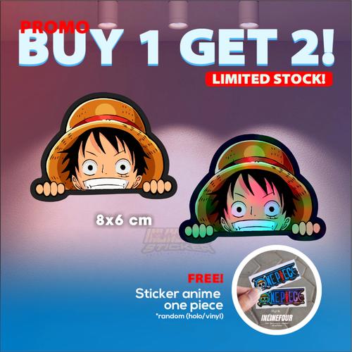 Jual Sticker Hologram Anime - Stiker Peeker One Piece Monkey D. Luffy ...