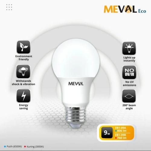 Promo MEVAL ECO LAMPU LED BULB 9W CAHAYA PUTIH SNI BERGARANSI 1 TAHUN ...