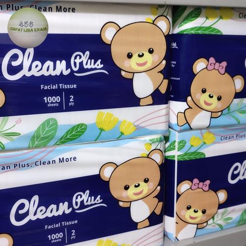Jual Clean plus - Tissue facial wajah 1000 sheets / 1kg (2ply) murah ...