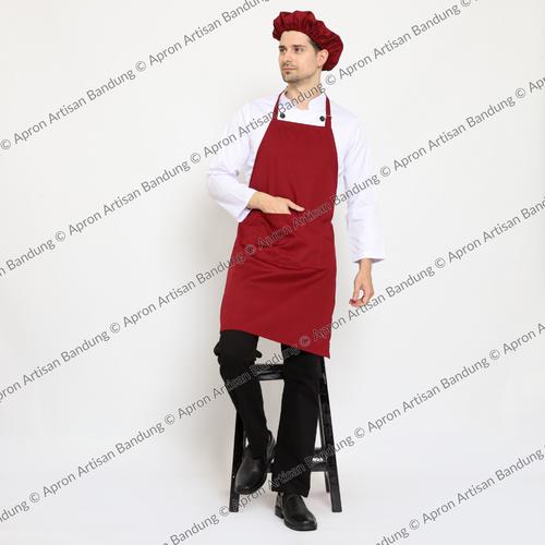 Jual Paket Pakaian Masak Topi Chef Bulat dan Apron Full Bahan American ...