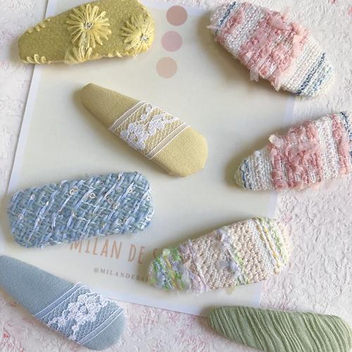 Promo Lynne set Hair clip - tweed lace embroidery snap cip hair ...