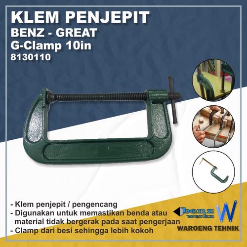 Jual Klem Penjepit 10in GREAT G-Clamp 10" 8130110 Klem Pencapit / Klem ...