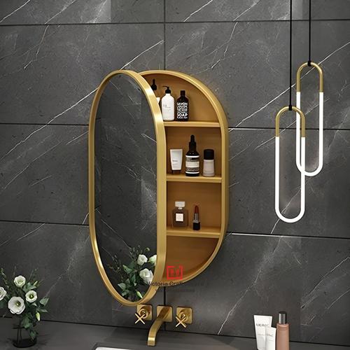 Jual Cermin Cabinet / Cermin Kamar Mandi Oval 60 x 150 cm warna Gold ...