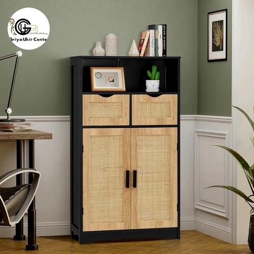 Jual buffet minimalis kayu jati, almari pajangan pintu rotan - Kab ...