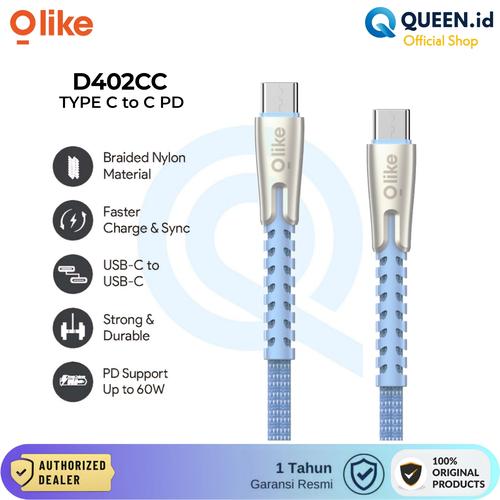 Jual Olike D402CC Kabel Data Charger USB TYPE C to C 1M 60W PD QC 3.0 ...