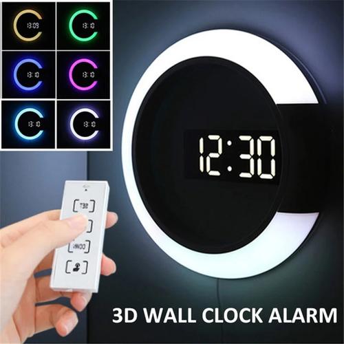 Jual Jam Dinding Digital Alarm LED Warna 3D Meja Modern Remote Control ...