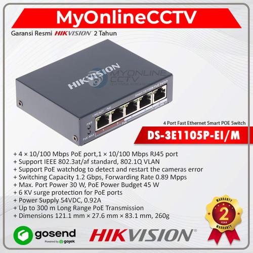Promo DS-3E1105P-EI/M 4+1 Smart PoE Switch Hub Fast Ethernet IP Camera CCTV Hikvision Cicil 0% ...
