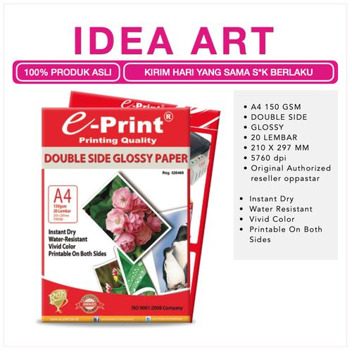 Jual Kertas Foto Double Side Glossy Photo Paper e-Print A4 150 gsm isi ...