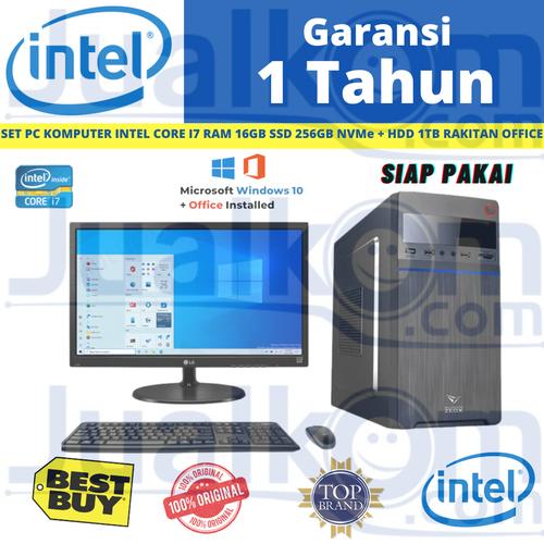 Jual Komputer Rakitan Set PC Komputer Intel Core i7 RAM 16GB SSD 256GB NVMe + 1TB HDD Rakitan ...