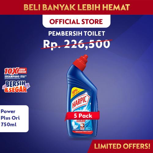Promo Harpic Power Plus 10X Max Clean Original 750ml x5 - Pembersih Toilet - - Dettol, Vanish ...