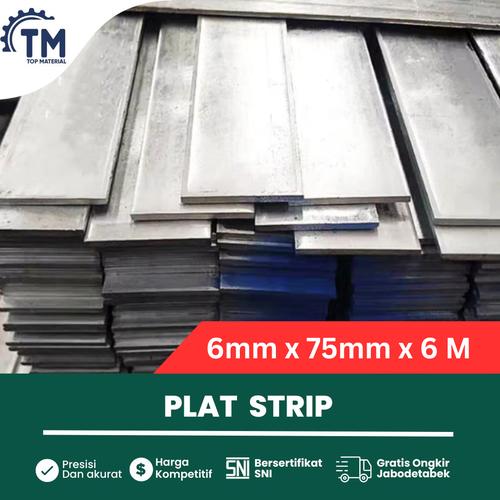 Jual Plat Strip Besi Tebal 6mm Lebar 75mm x 6 Meter SNI Flat Bar ...
