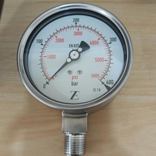 Jual Pressure Gauge 4" Inch, ½ NPT Bottom Full Ss. 5800 Psi/400 Bar ...
