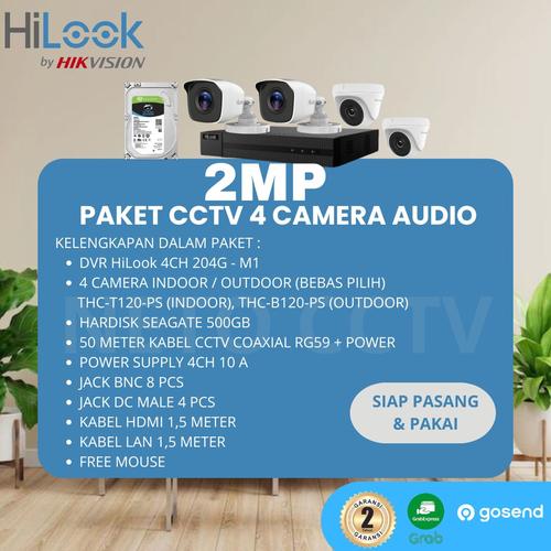 Jual PAKET CCTV HILOOK 4 CHANNEL 2MP AUDIO TURBO HD Komplit Siap Pasang dan Siap Pakai Garansi ...