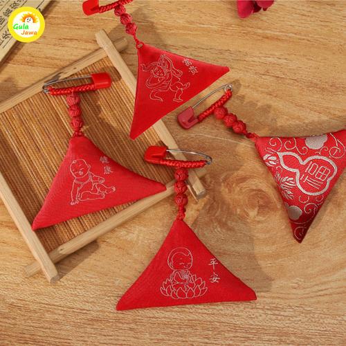 Jual Kantong Hu Jimat Jepitan Jimat Segitiga Anak Anak Kain Merah ...