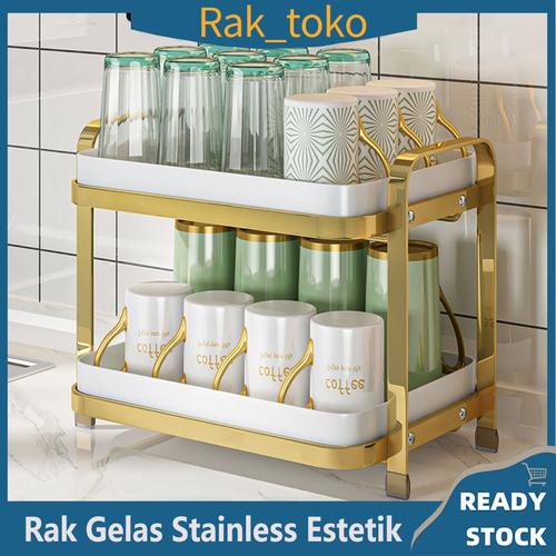 Promo Rak Mug Pemegang Dapur Rak Kopi Gelas Mug Drainer Rak/ Rak Tray ...