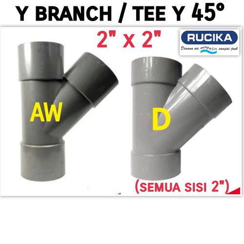 Jual Y branch 2" inch D / AW Rucika Tee Y 45 derajat 2 inch Tee yee Ty Tee T way 2 x 2 - 2" D ...